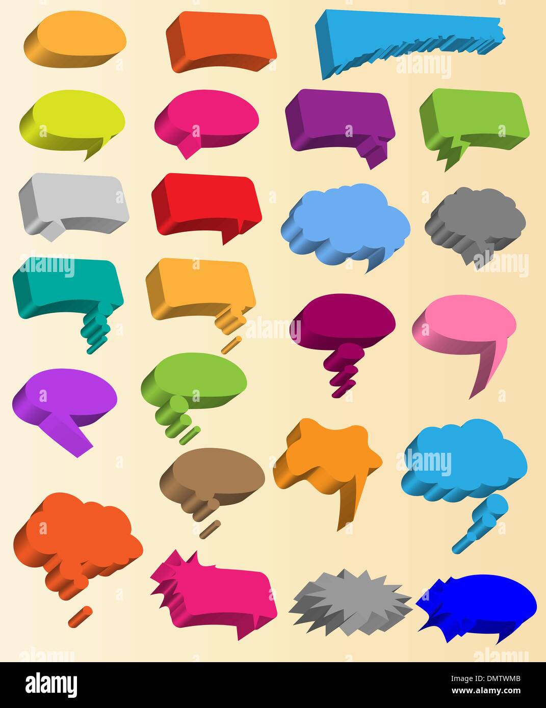 Collection of different 3d vector shapes for comics or web speec Stock ...