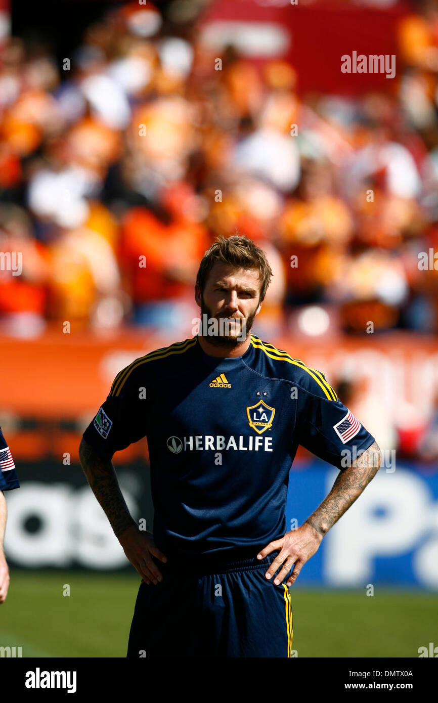 LA Galaxy Midfielder David Beckham (#23) looks with his hands on his ...