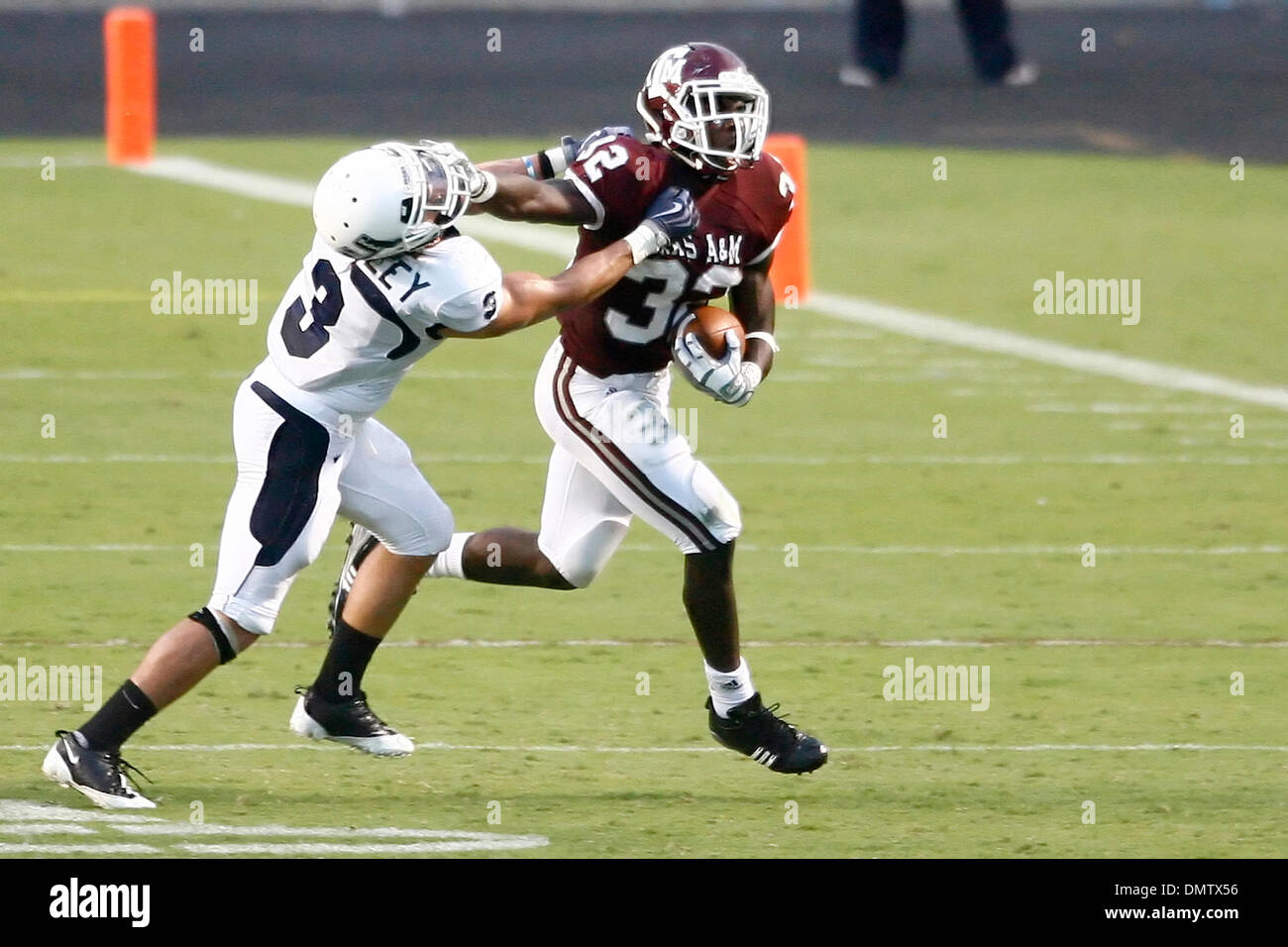 Cyrus Gray (#32) of the Texas A&M University Aggies pushes off the face ...