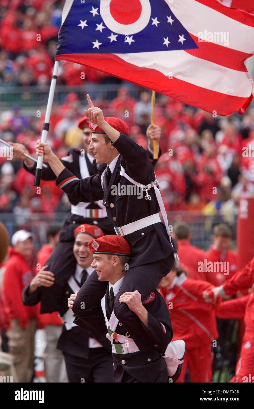 24 October 2009: Ohio State Buckeyes band members celebrate a touchdown ...
