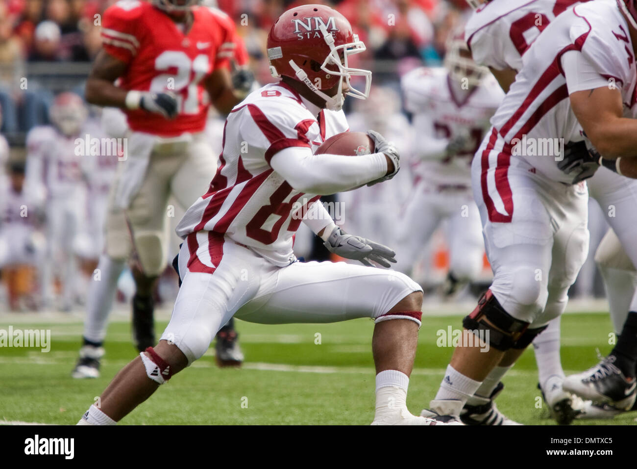 31 October 2009: New Mexico State Aggies Donyae Coleman (84) runs with ...
