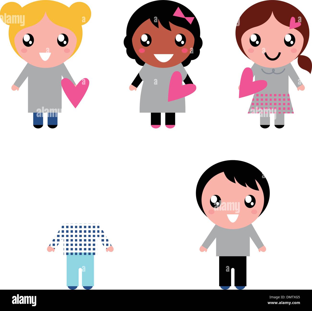 Cute kids collection with heart shapes isolated on white Stock Vector ...