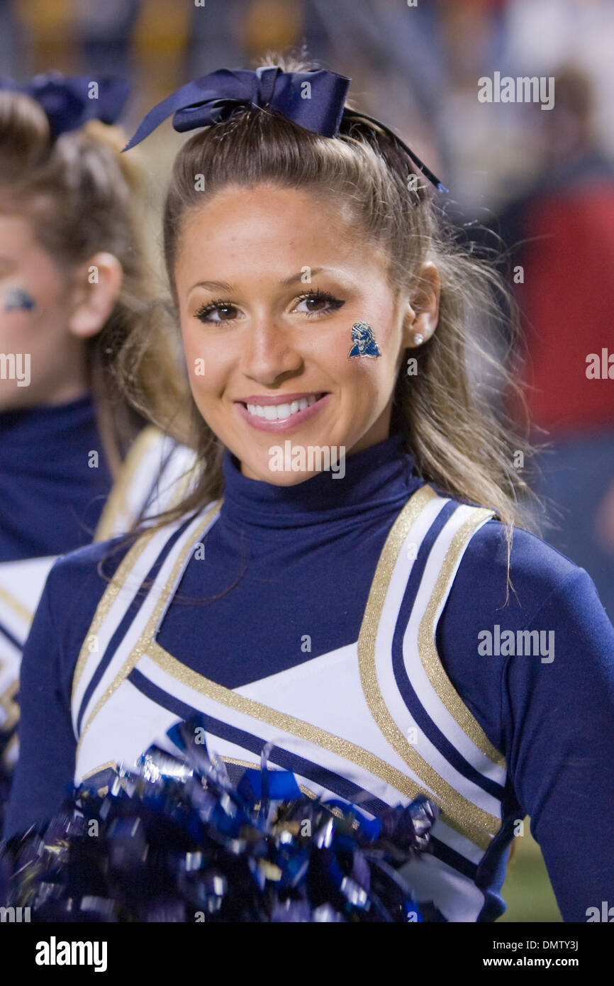 14 November 2009: A Pitt cheerleader on the sidelines following the ...