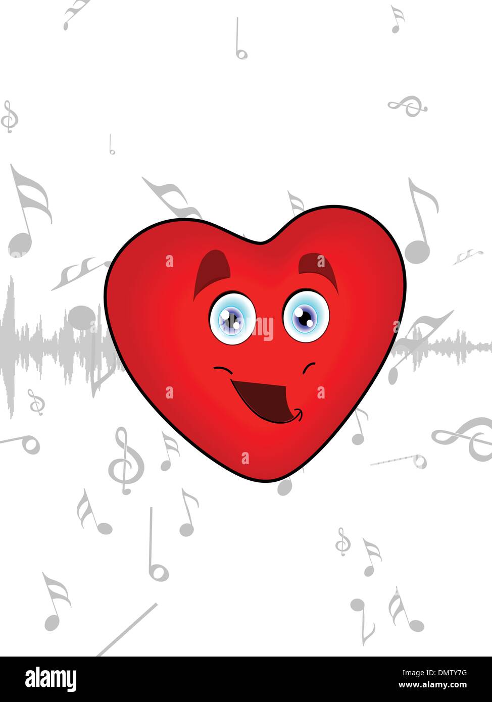 Illustration of a Heart listening music with headphone on seamle Stock ...