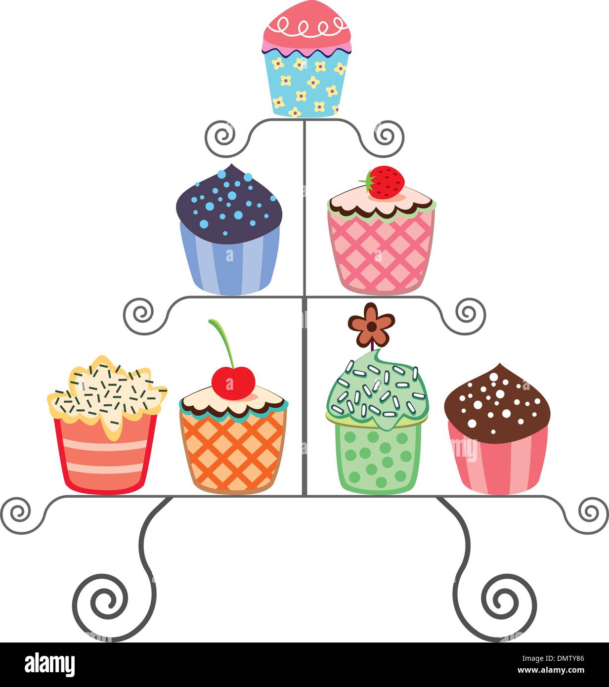 vector cupcakes on a stand Stock Vector Image & Art - Alamy