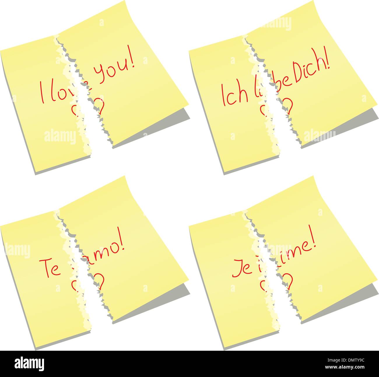 vector torn paper notes with I love you words Stock Vector Image & Art ...