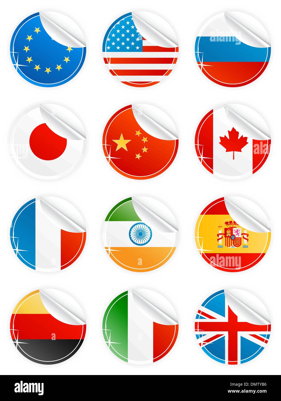 Shiny peeling national icons Stock Vector Image & Art - Alamy