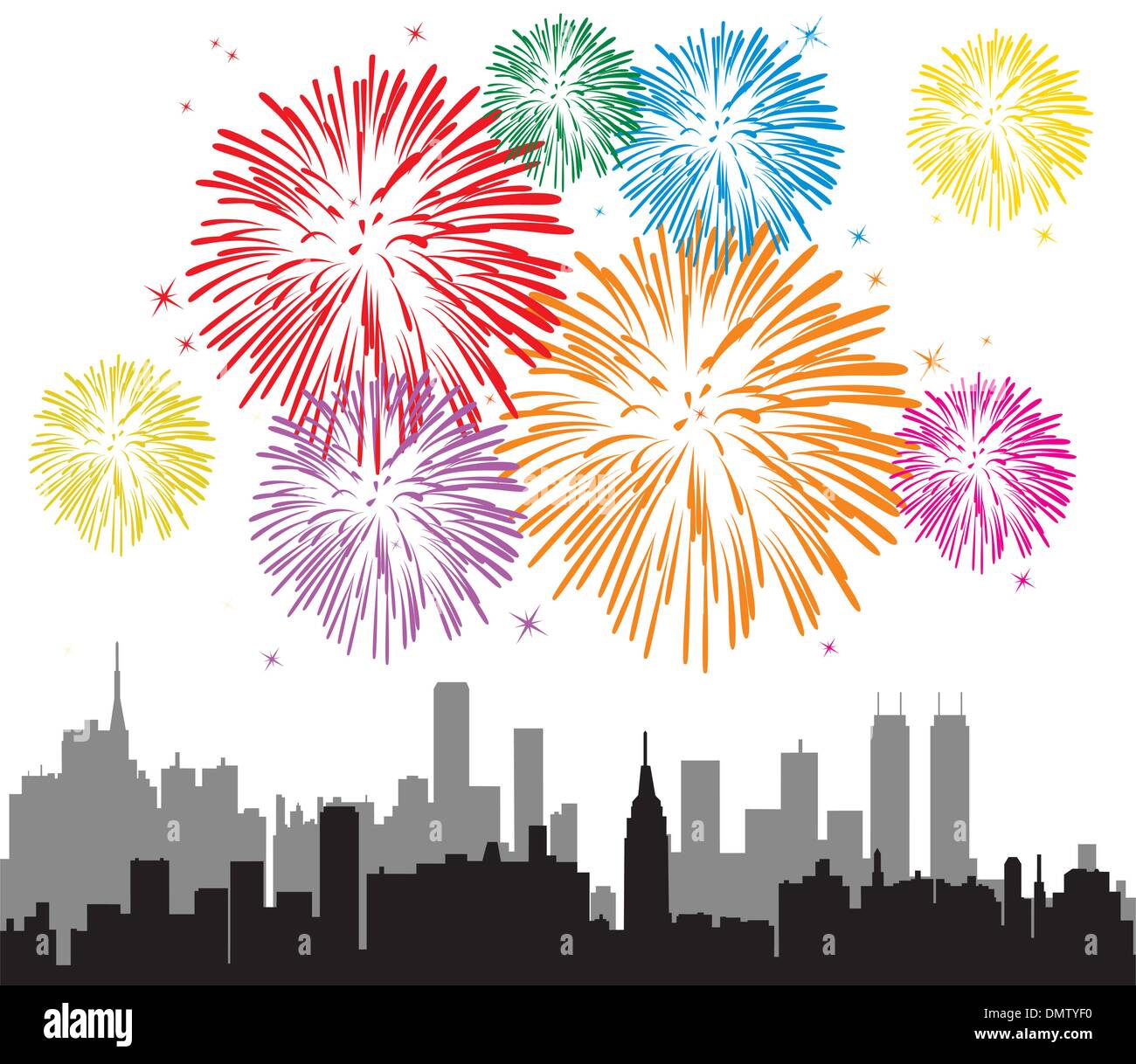 fireworks over a city Stock Vector Image & Art - Alamy