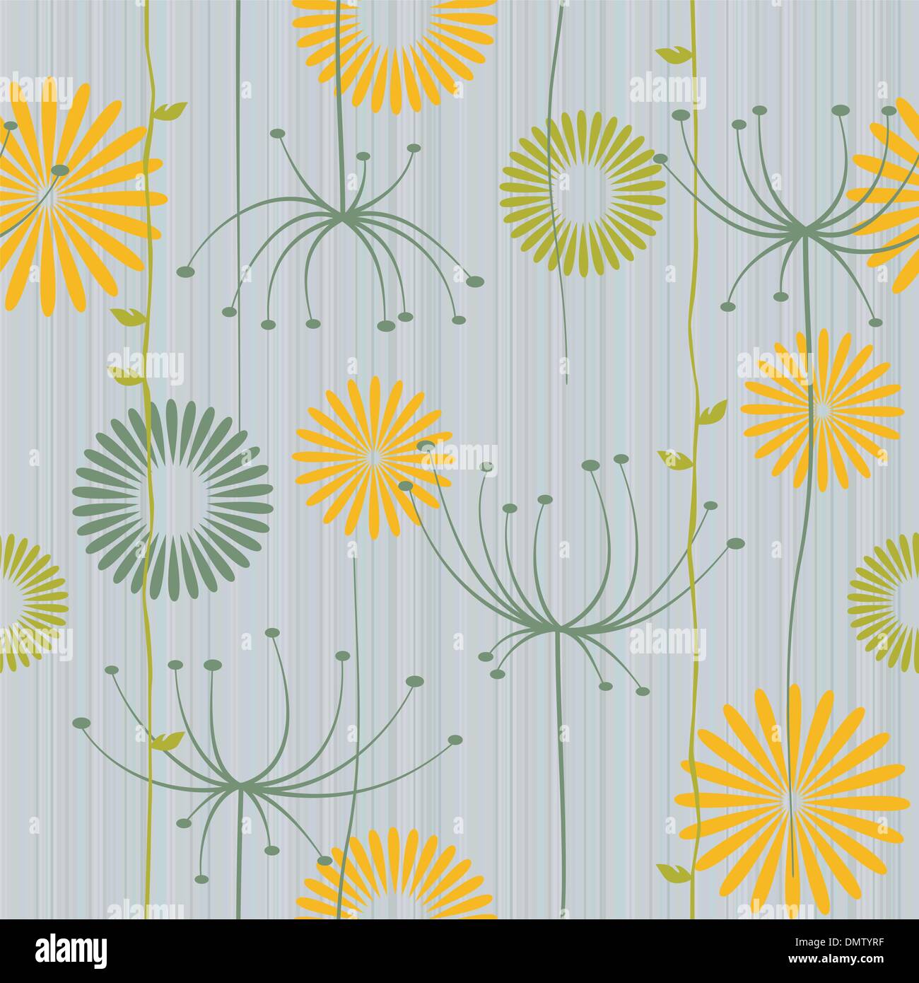 Retro floral seamless background with dandelion Stock Vector Image ...