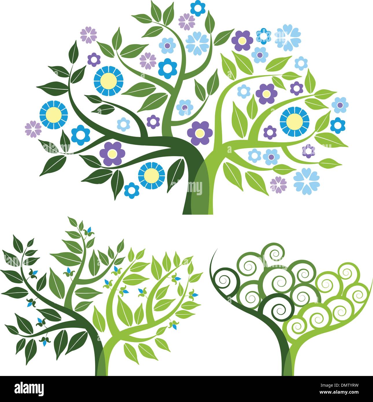 abstract tree with flowers, vector set Stock Vector Image & Art - Alamy