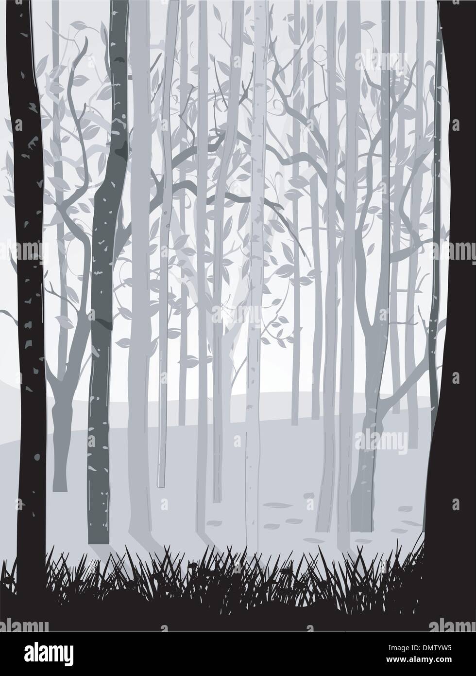 Black and white forest Stock Vector Images - Alamy