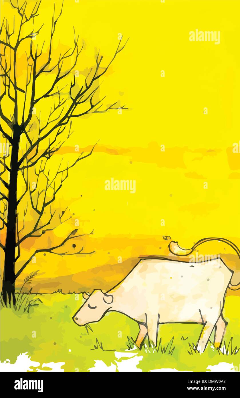 Dairy cow in green Stock Vector Images - Alamy