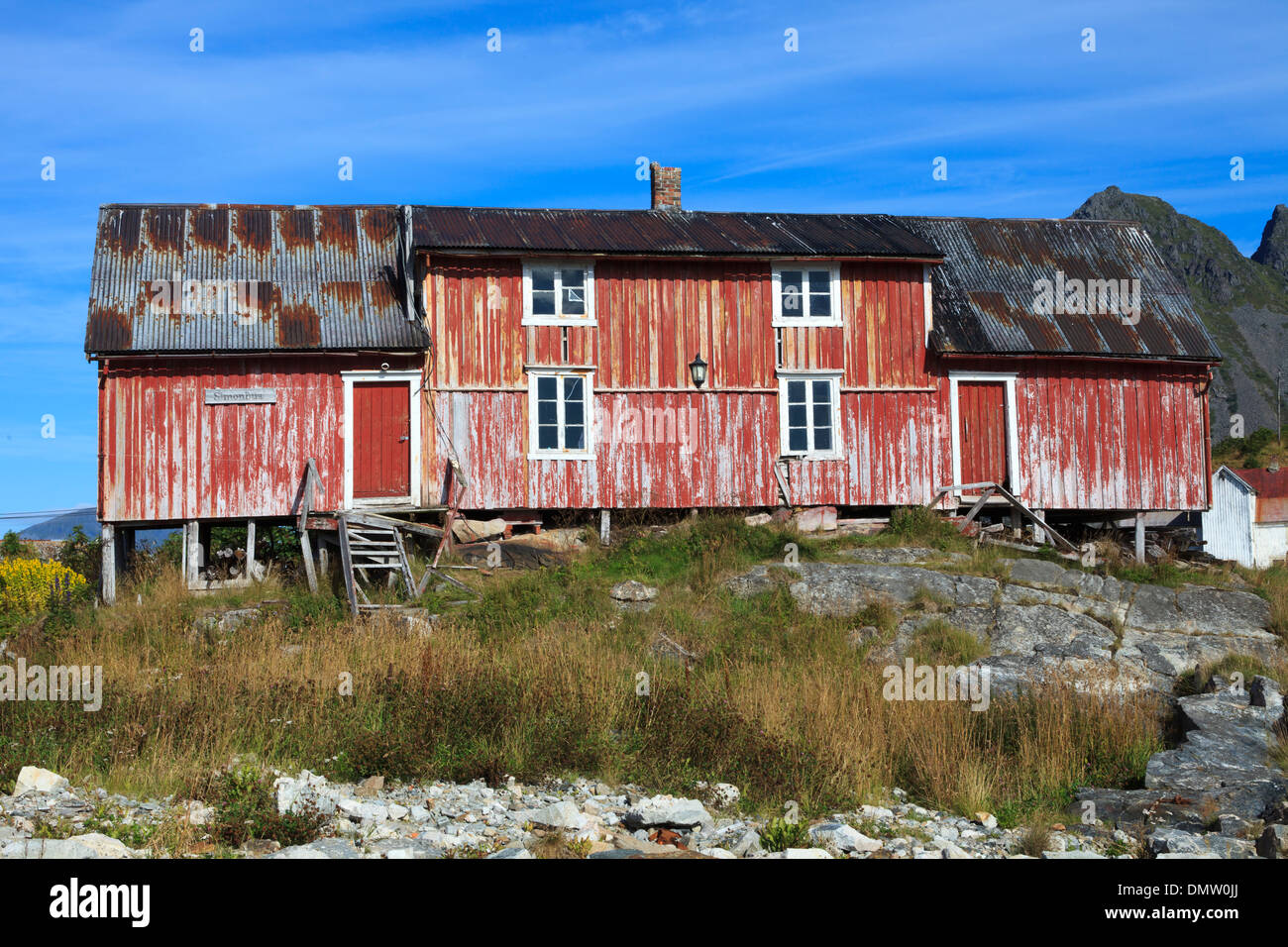 Traditional wooden house, Lofoten Islands, Nordland, Norway ...