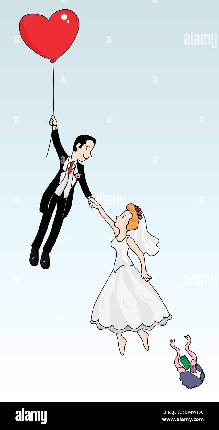 Just married couple flying Stock Vector Image & Art - Alamy