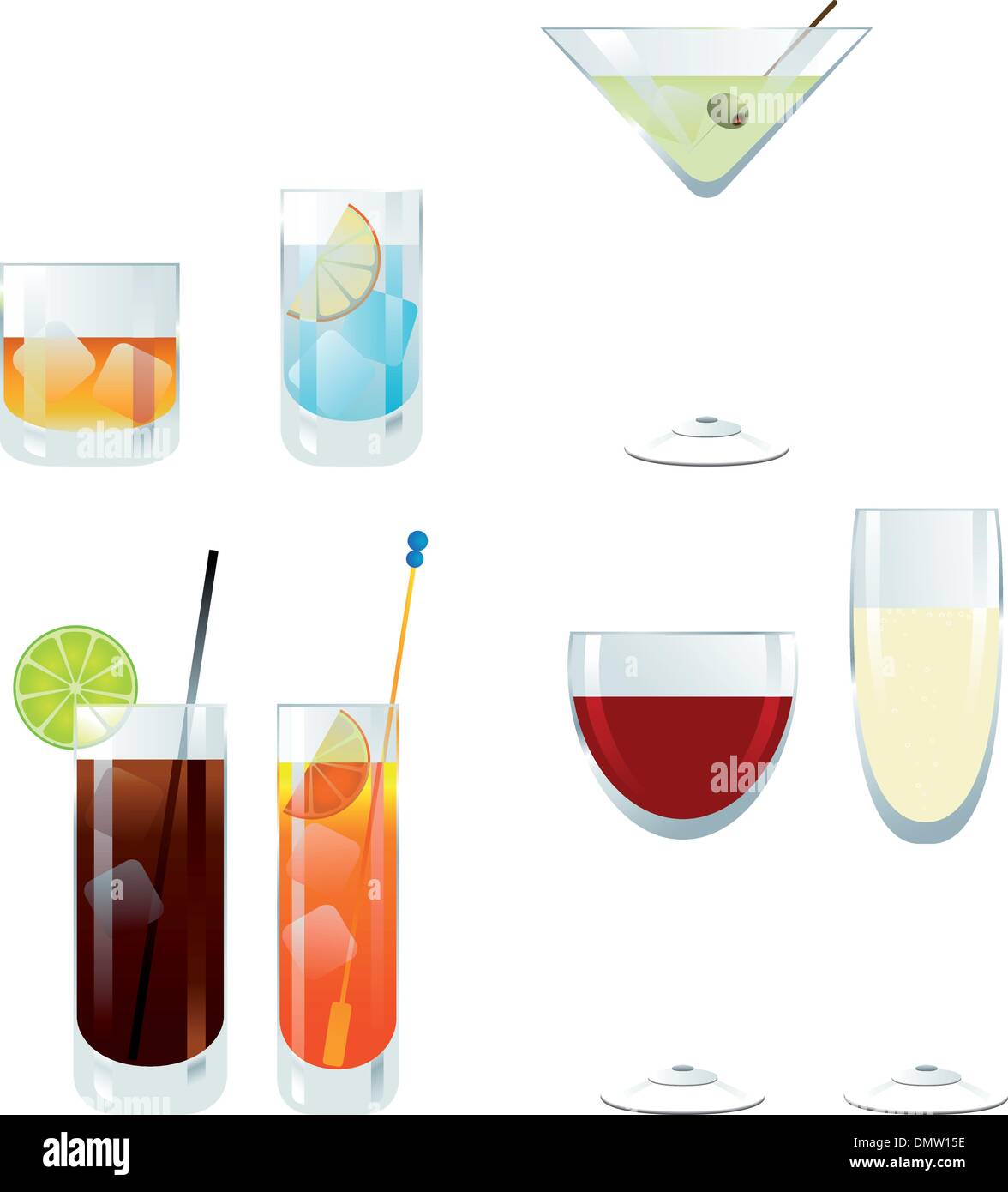 Vector wine and cocktail glasses Stock Vector Image & Art - Alamy