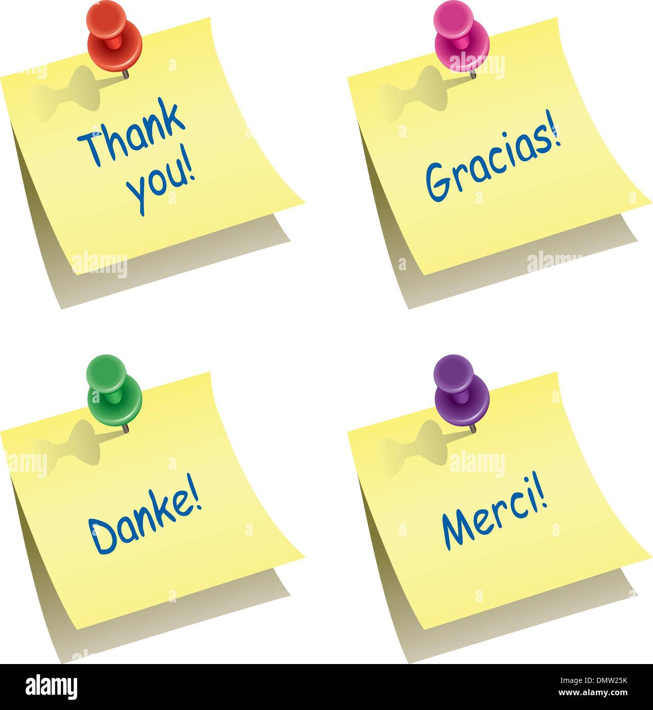 vector paper notes with push pin and thank you words Stock Vector Image ...