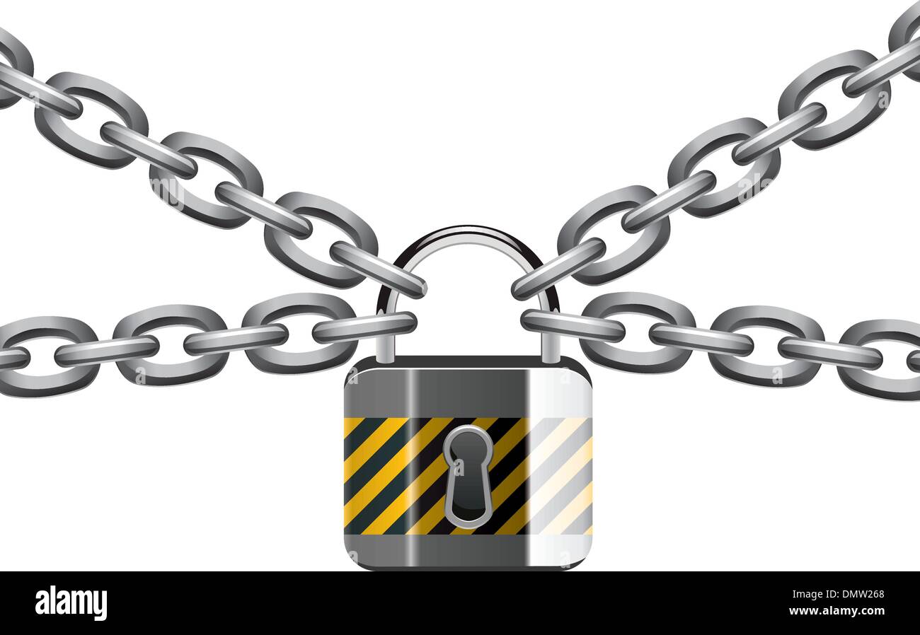 vector illustration of metal chain and padlock Stock Vector Image & Art ...