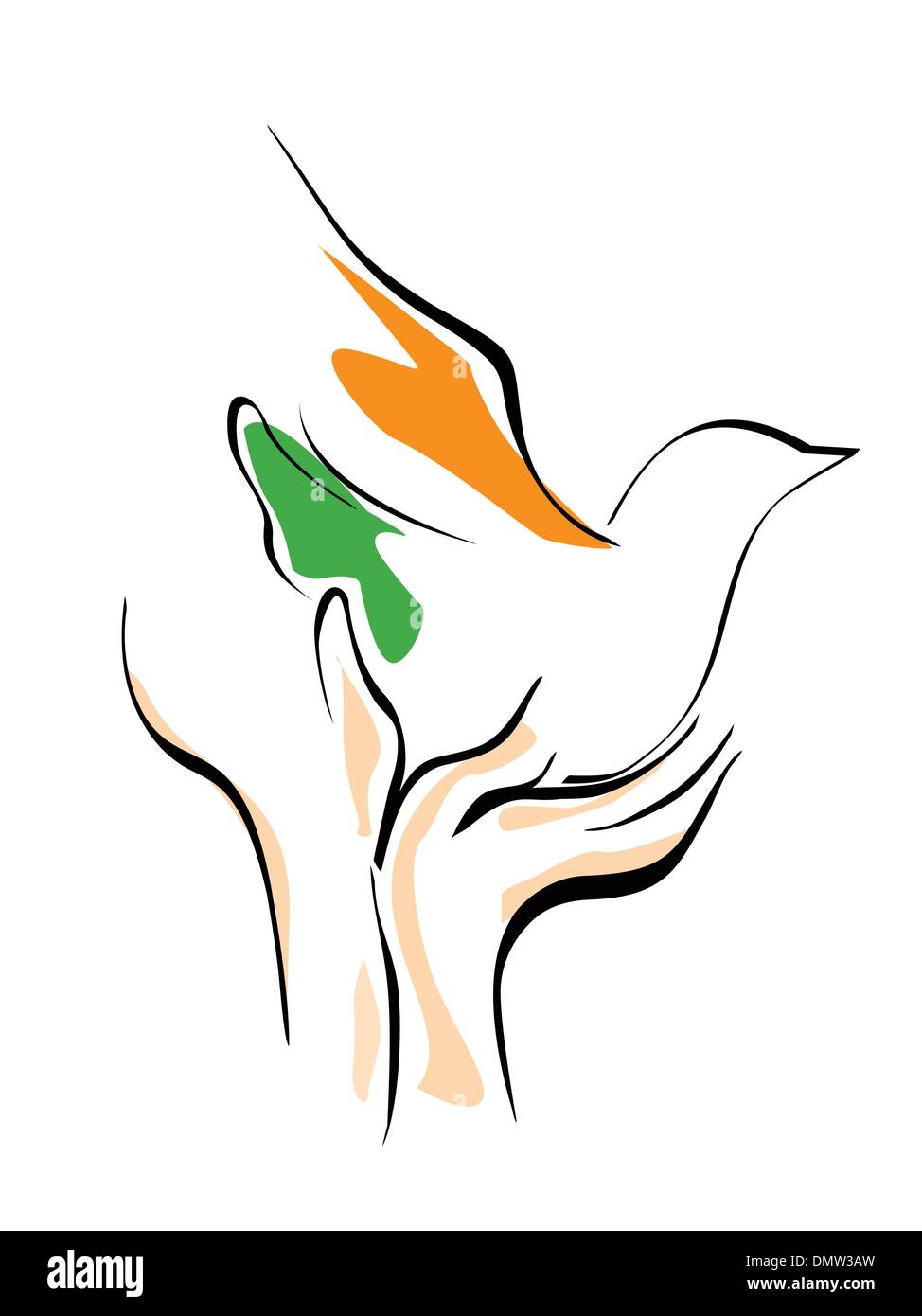 A vector illustration showing freedom, piegon released from hand Stock ...