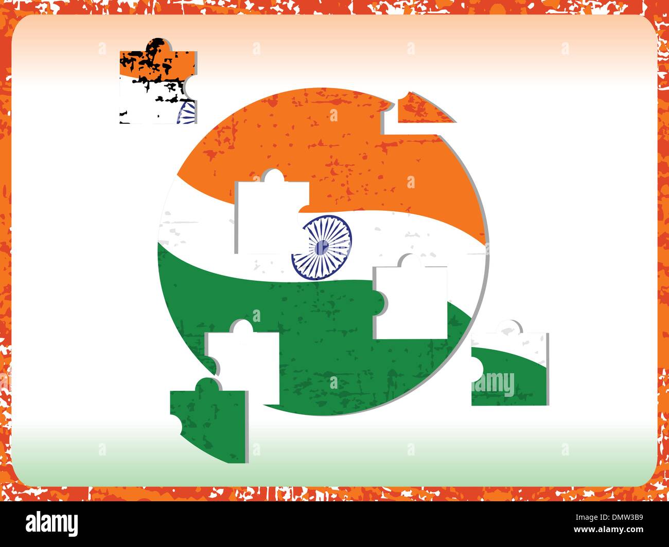 Vector illustration of and Indian Flag with puzzle on grunge bor Stock ...