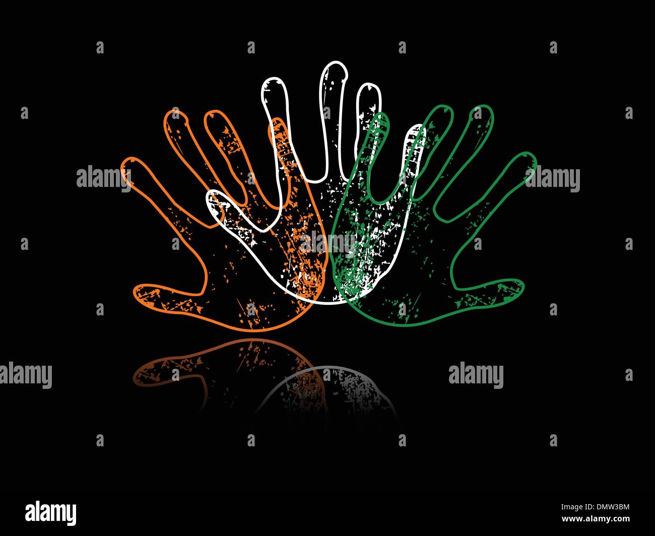 A vector illustration of three hands colored in an Indian Nation Stock ...