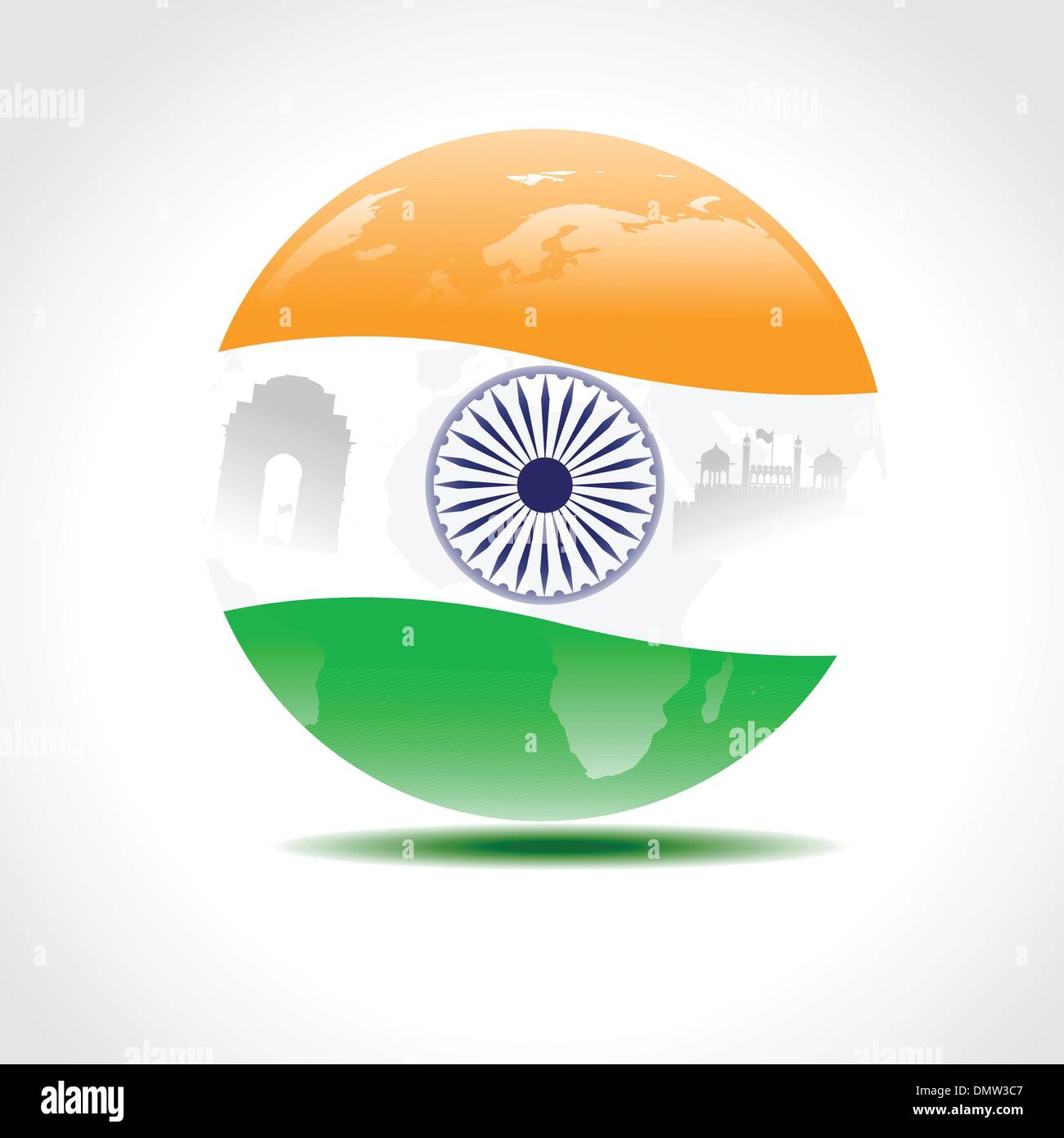 A vector illustration of globe covered with an Indian flag with Stock ...