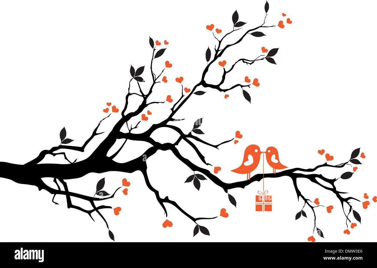 Bird gift illustration vector Cut Out Stock Images & Pictures - Alamy