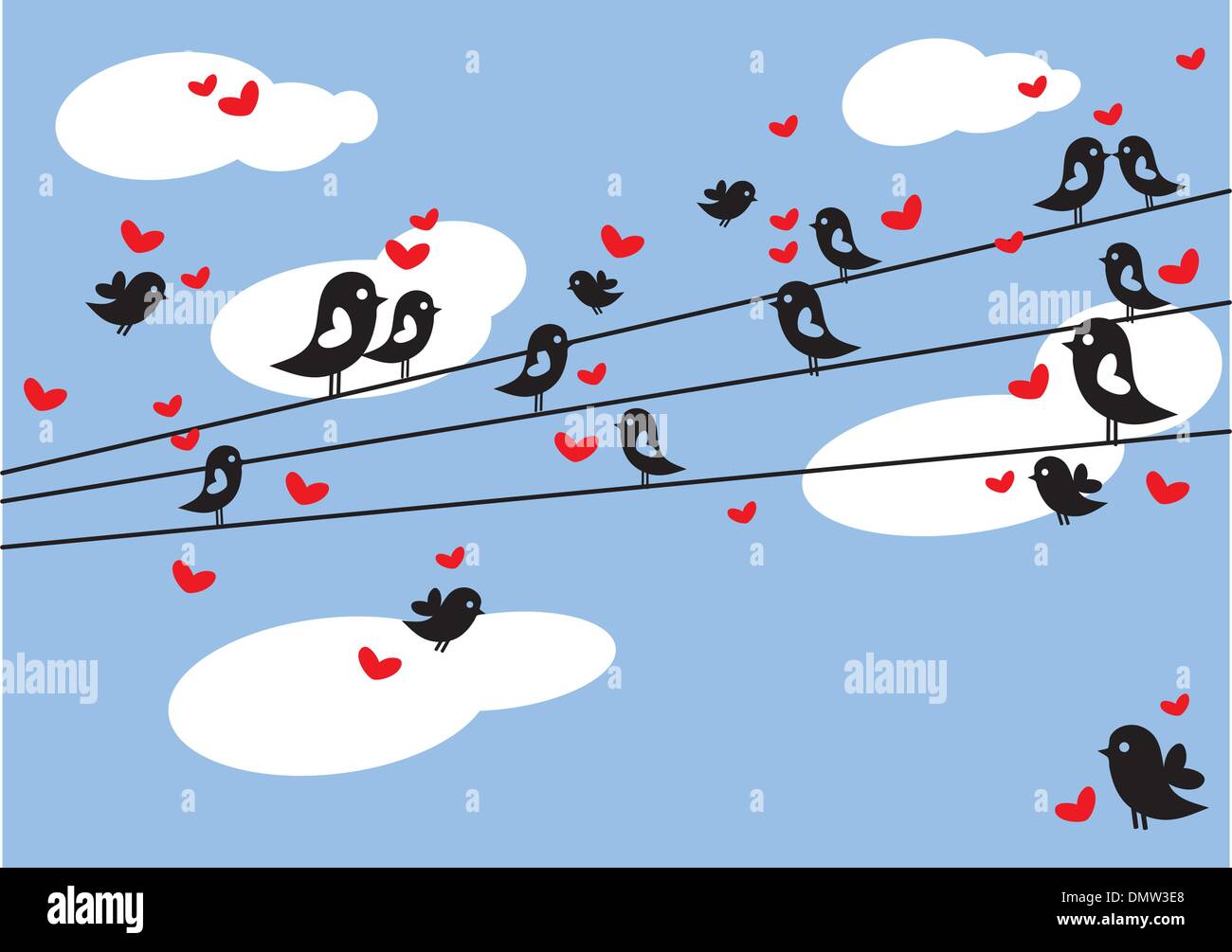 birds on wire Stock Vector Image & Art - Alamy