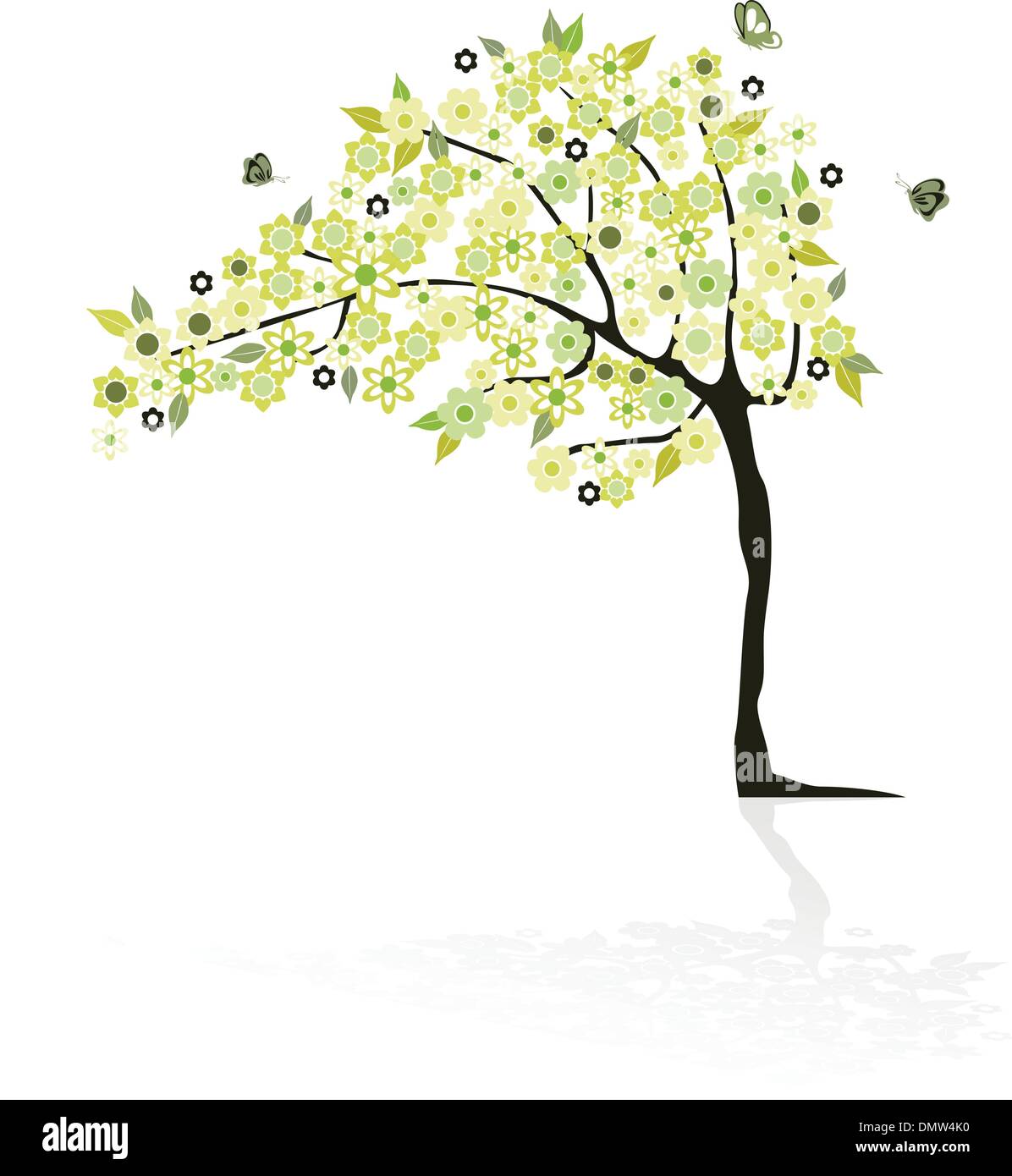 abstract tree with flowers Stock Vector Image & Art - Alamy