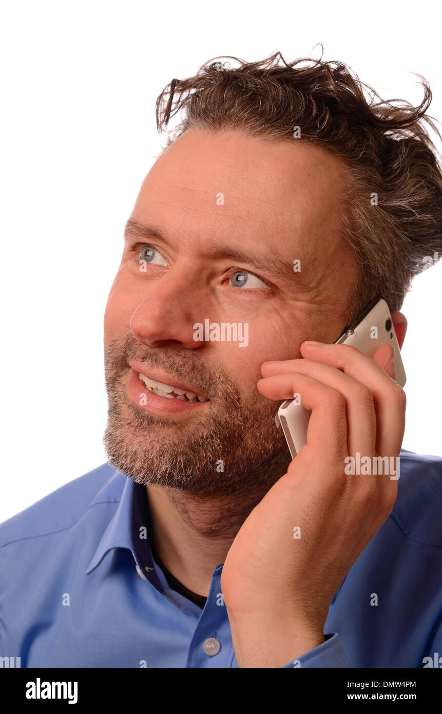 Business man with a cellphone Stock Photo - Alamy