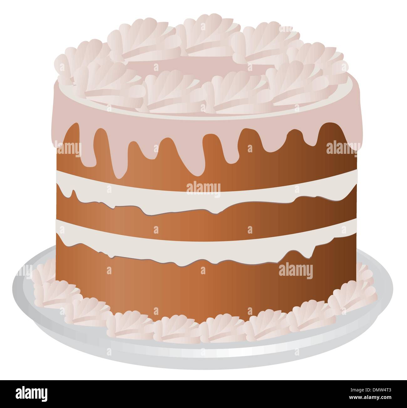 White and pink cake Stock Vector Images - Alamy
