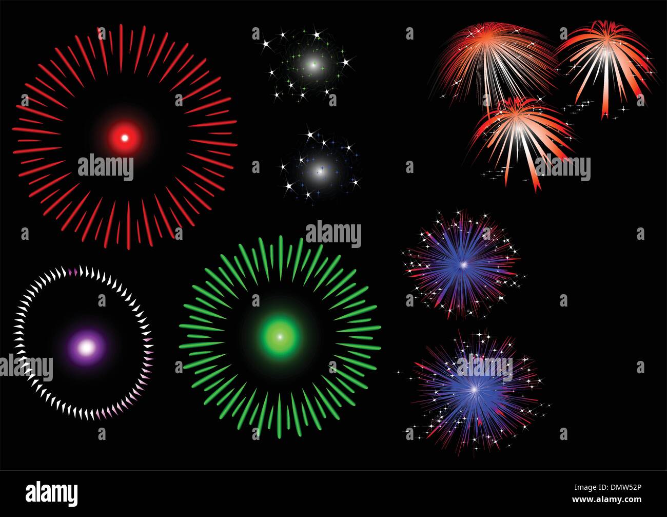 colorful fireworks - set Stock Vector Image & Art - Alamy