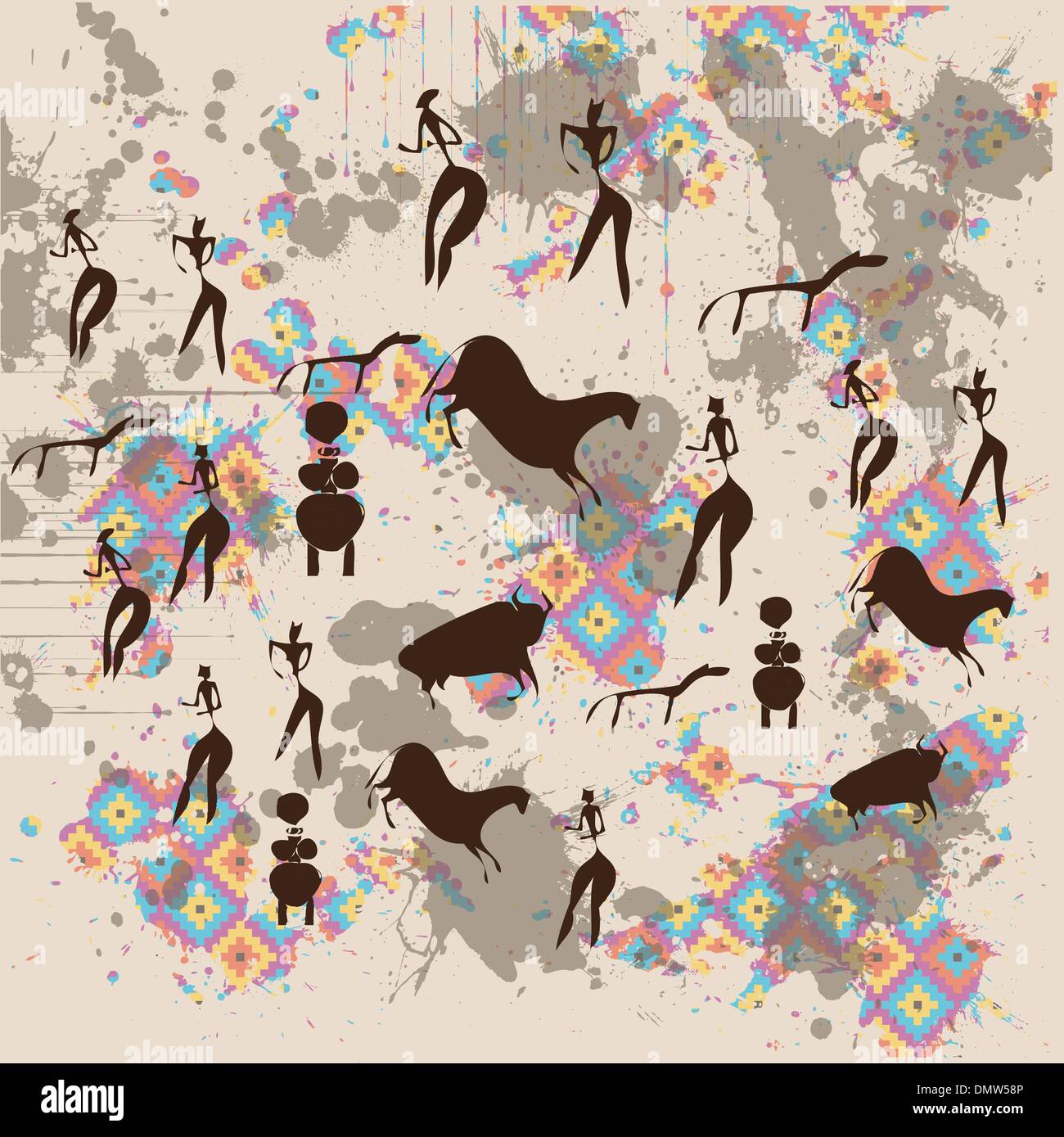 abstract map with primitve drawings Stock Vector Image & Art - Alamy