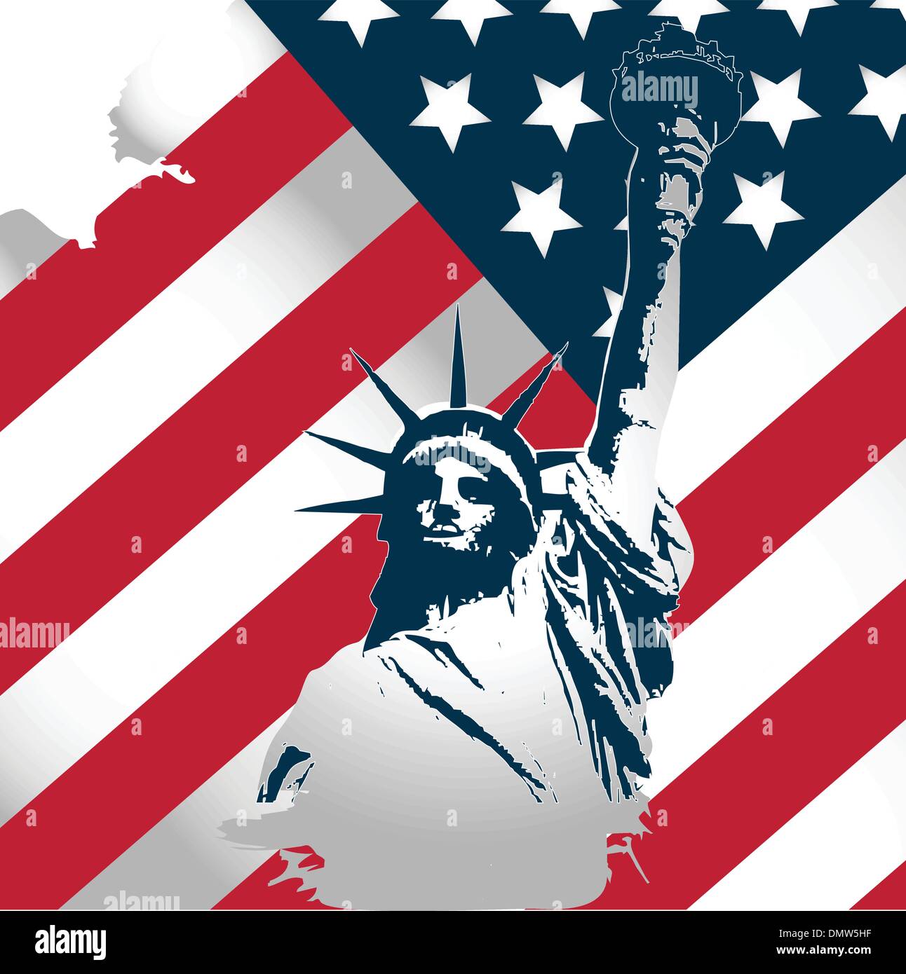 american flag stylized with statue of liberty Stock Vector Image & Art ...
