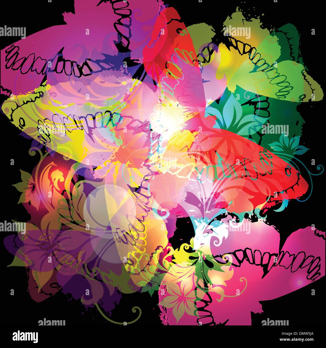 butterflies and flowers on background Stock Vector Image & Art - Alamy