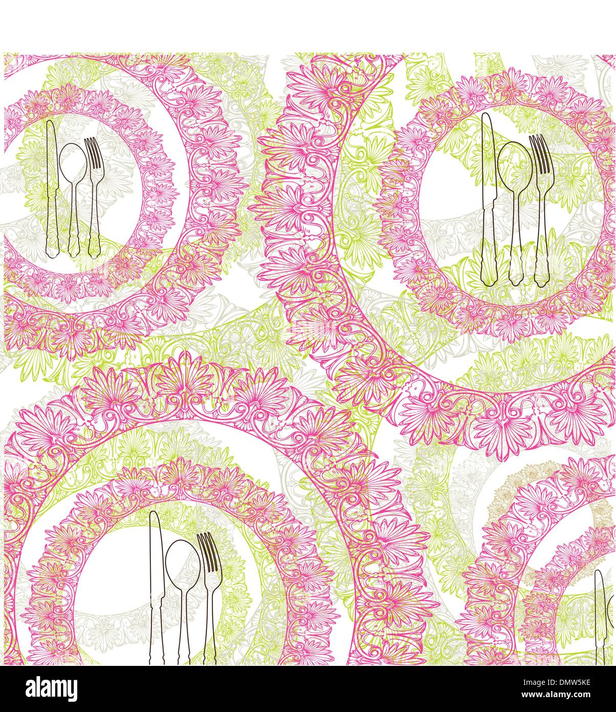 Utensils on kitchen table Stock Vector Images - Alamy