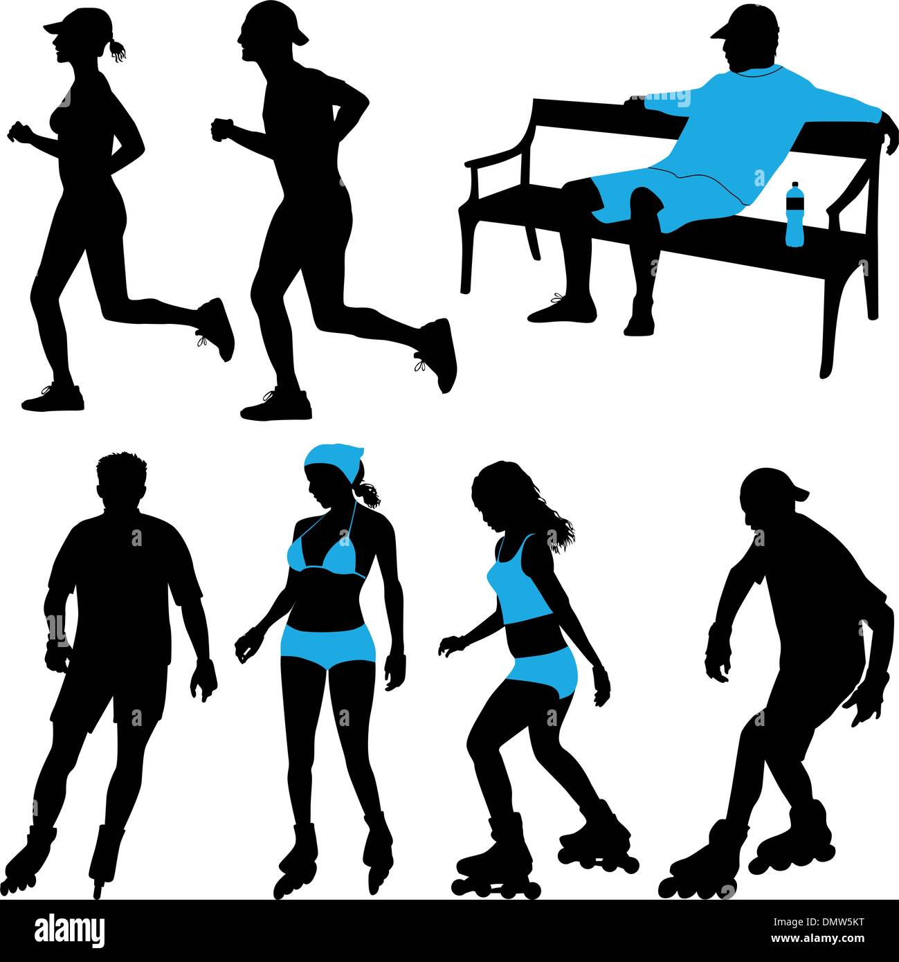 Black couple walking in park Stock Vector Images - Alamy