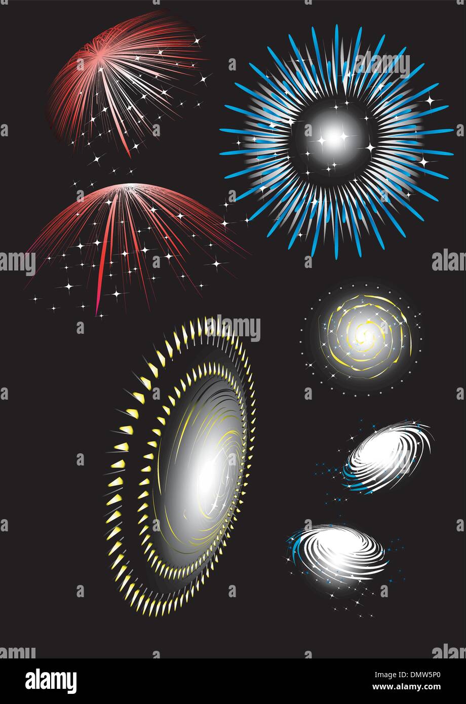 colorful fireworks - set Stock Vector Image & Art - Alamy