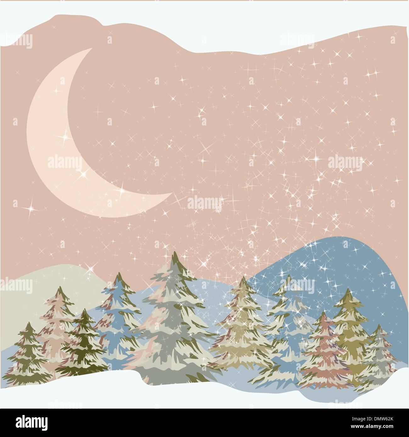 Vintage winter night sky Stock Vector Images - Alamy
