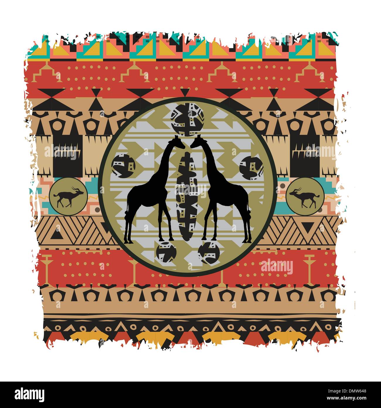 african decorative background with grunge frame and rich detalis Stock ...
