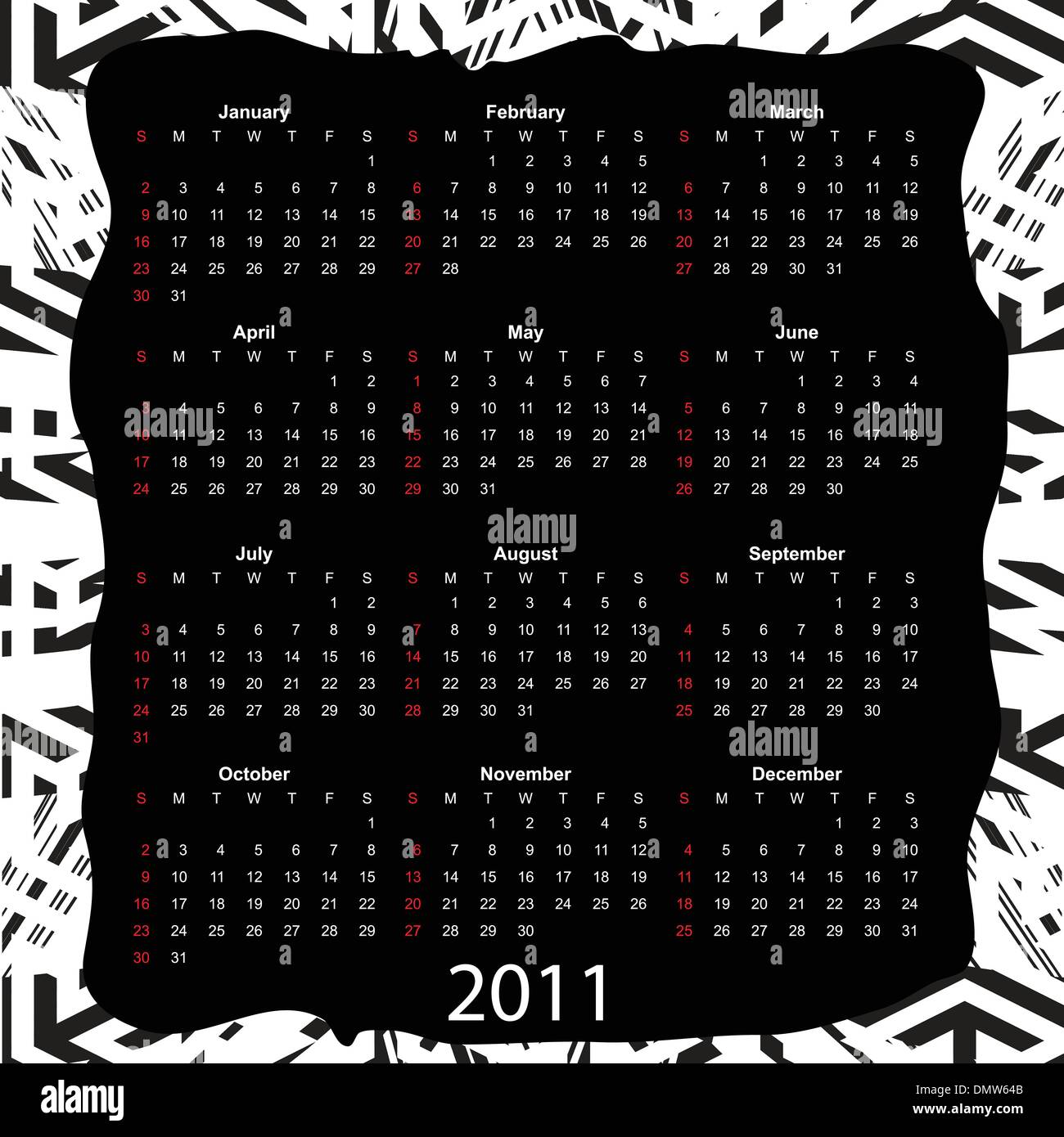 Black and white calendar Stock Vector Images - Alamy