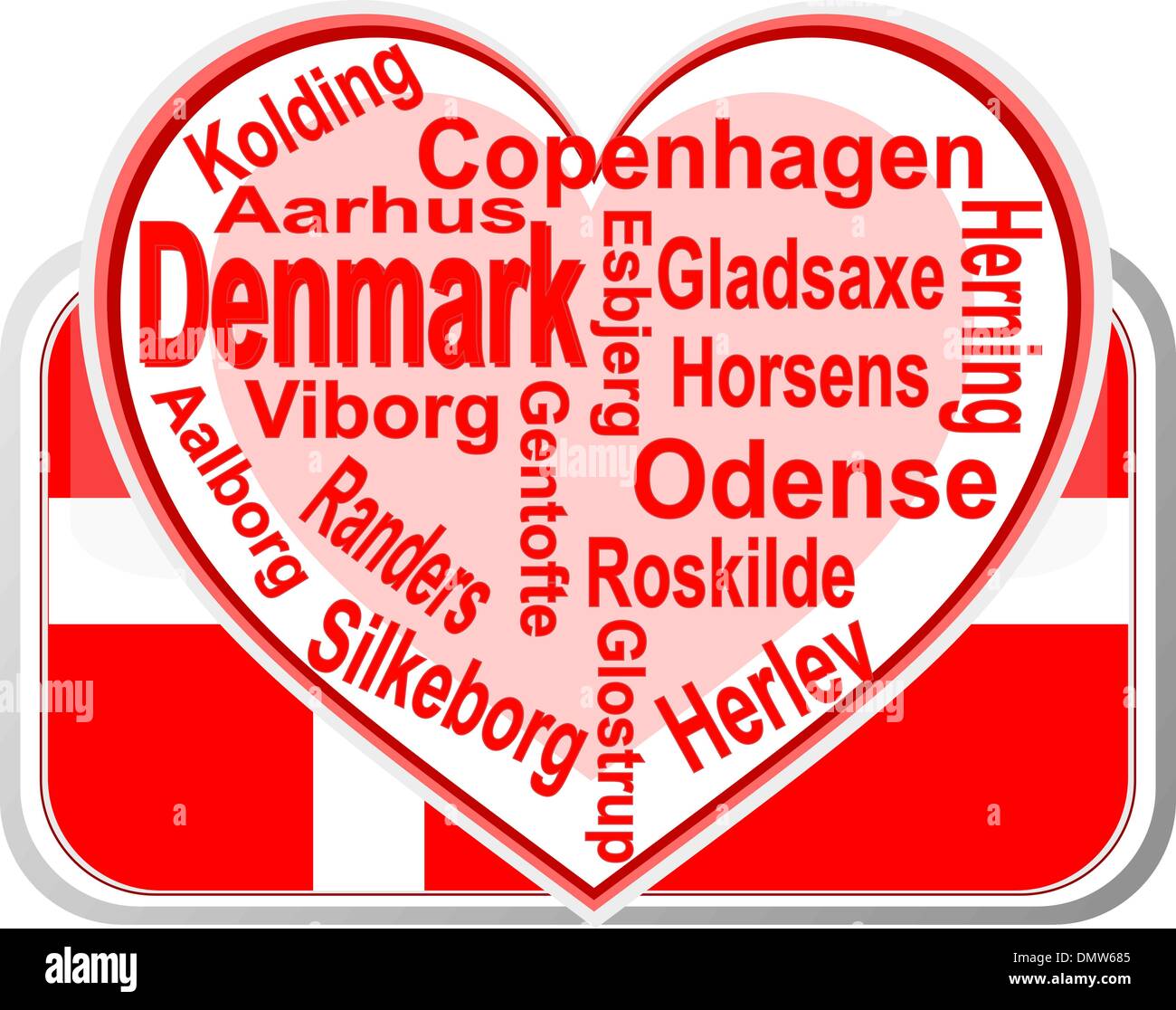 Flag and city of Denmark with love heart Stock Vector Image & Art - Alamy