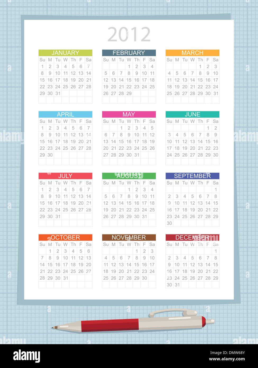 calender for 2012 Stock Vector Image & Art - Alamy