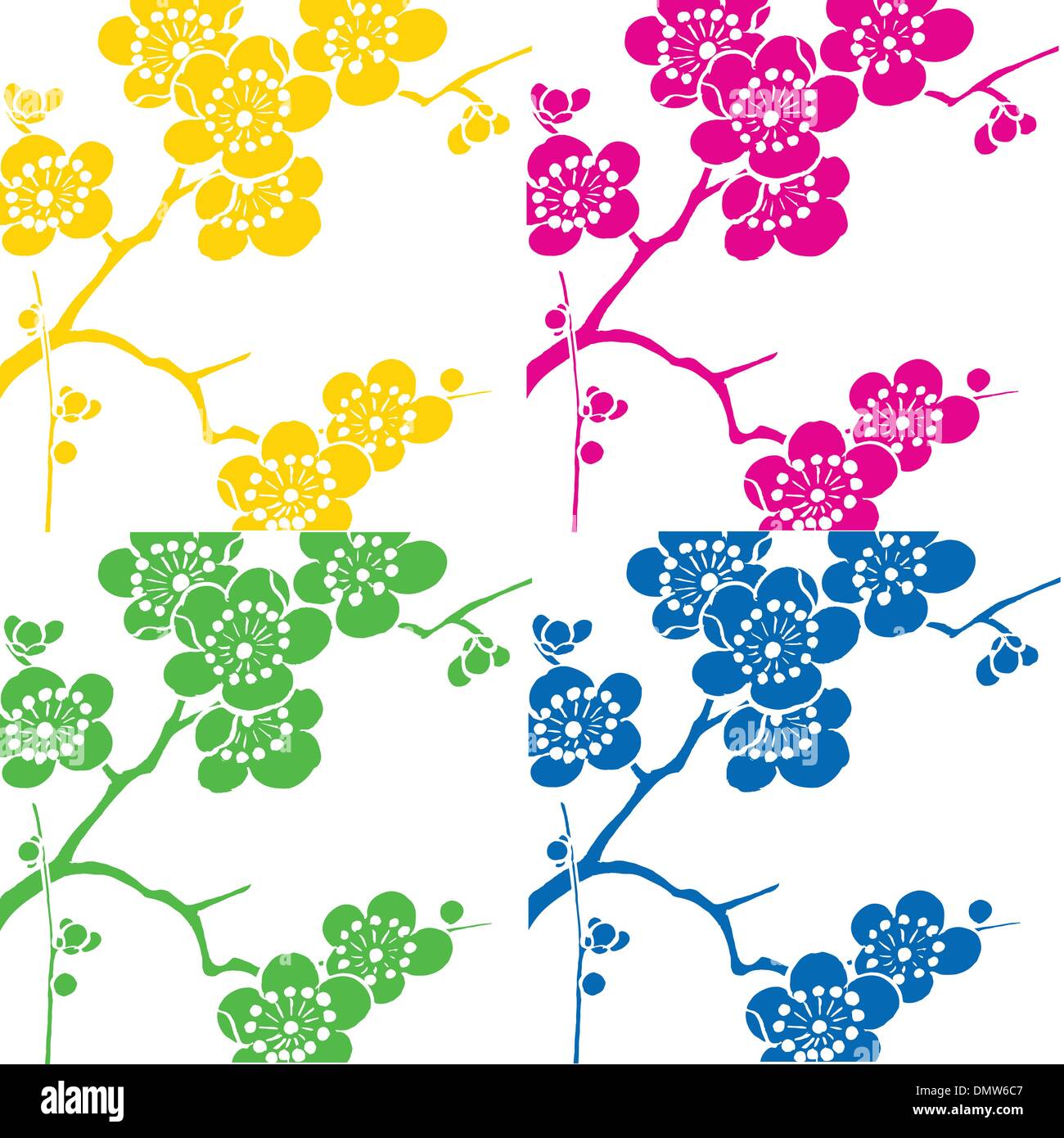 Cherry flower vector Cut Out Stock Images & Pictures - Alamy