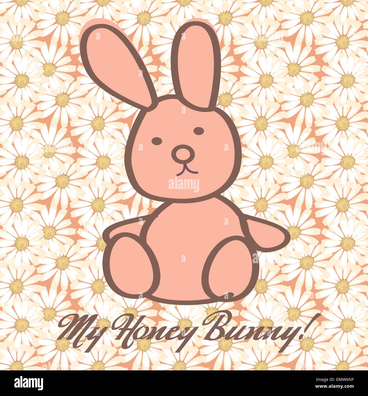 bunny rabbit on flowery card Stock Vector Image & Art - Alamy