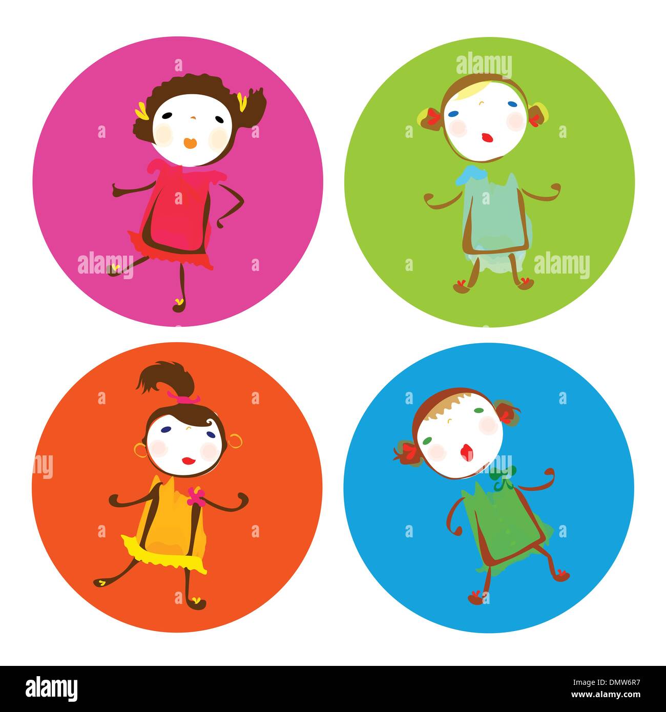 kids on colored stickers Stock Vector Image & Art - Alamy
