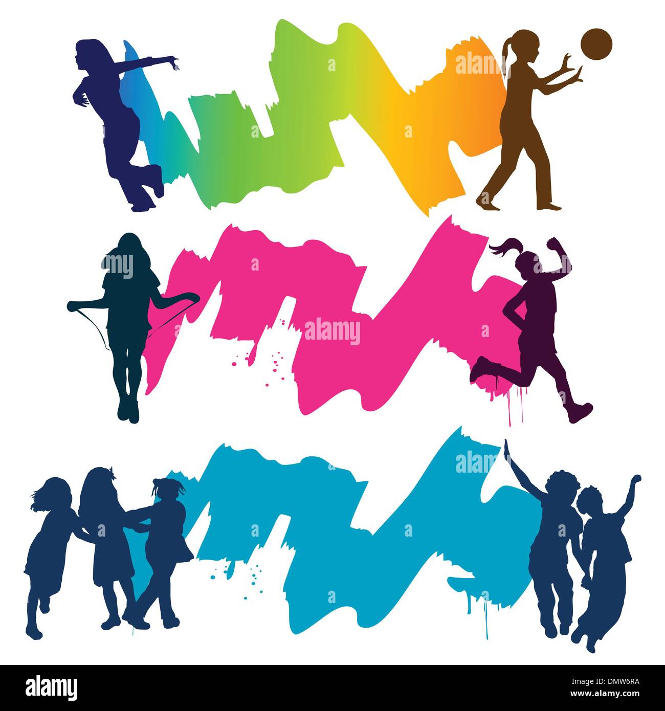 kids playing and colored banners Stock Vector Image & Art - Alamy