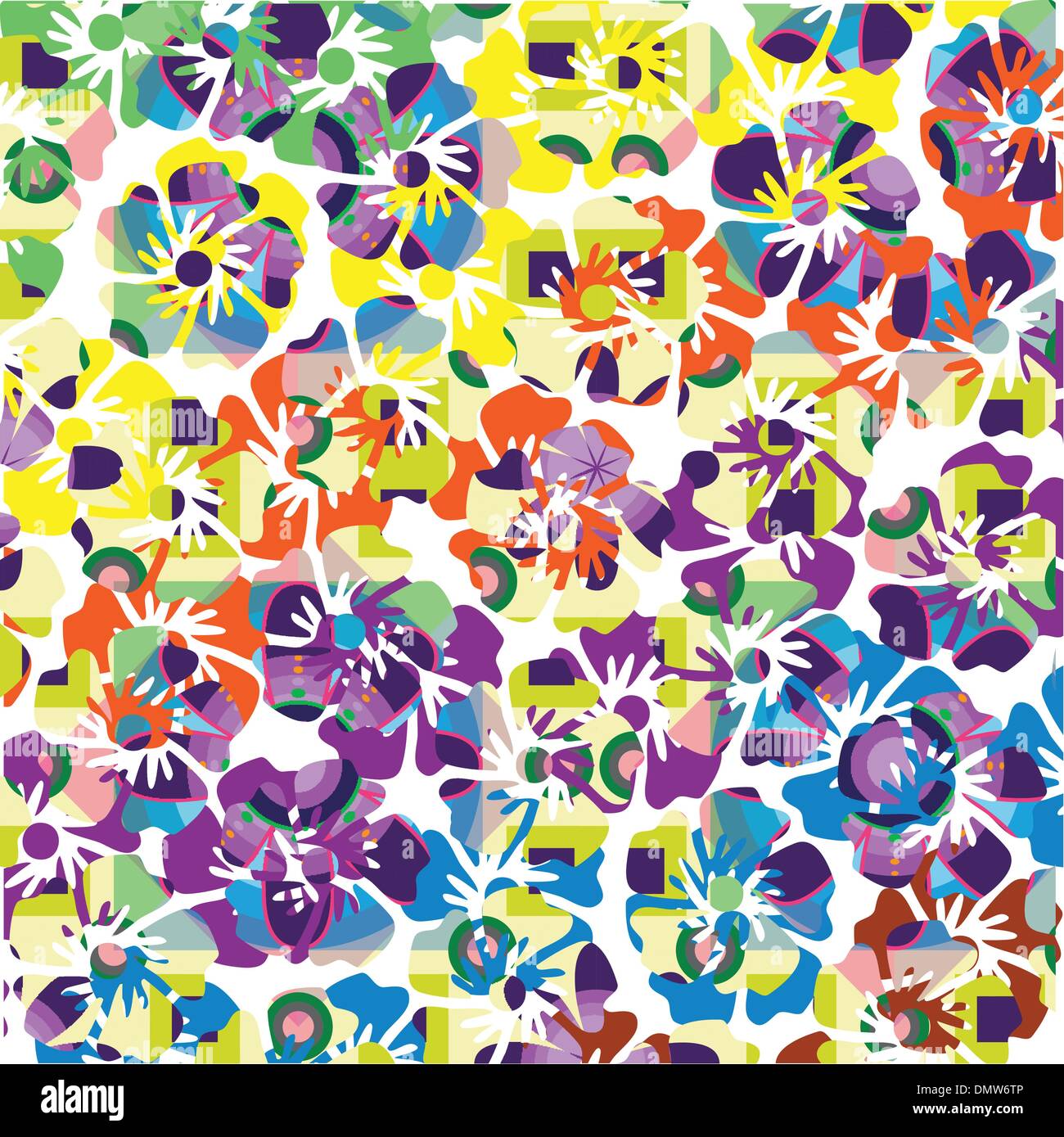 retro colored flowery background Stock Vector Image & Art - Alamy