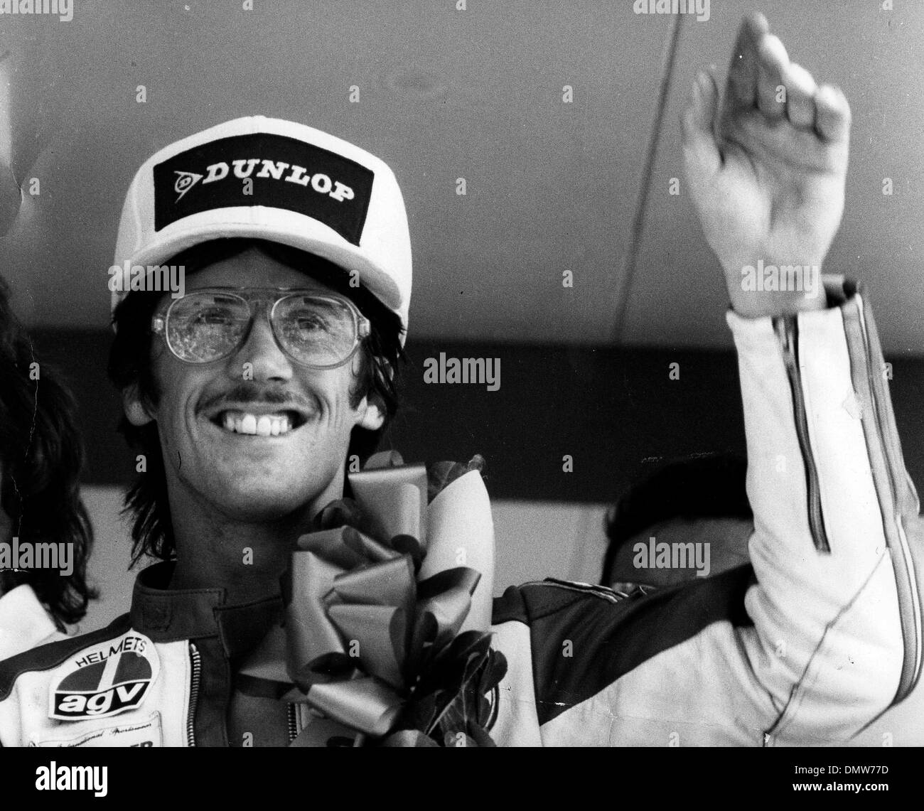 Jul 12, 1977; Kent, England, UK; Motorcycle racer STEVE BAKER gives a ...