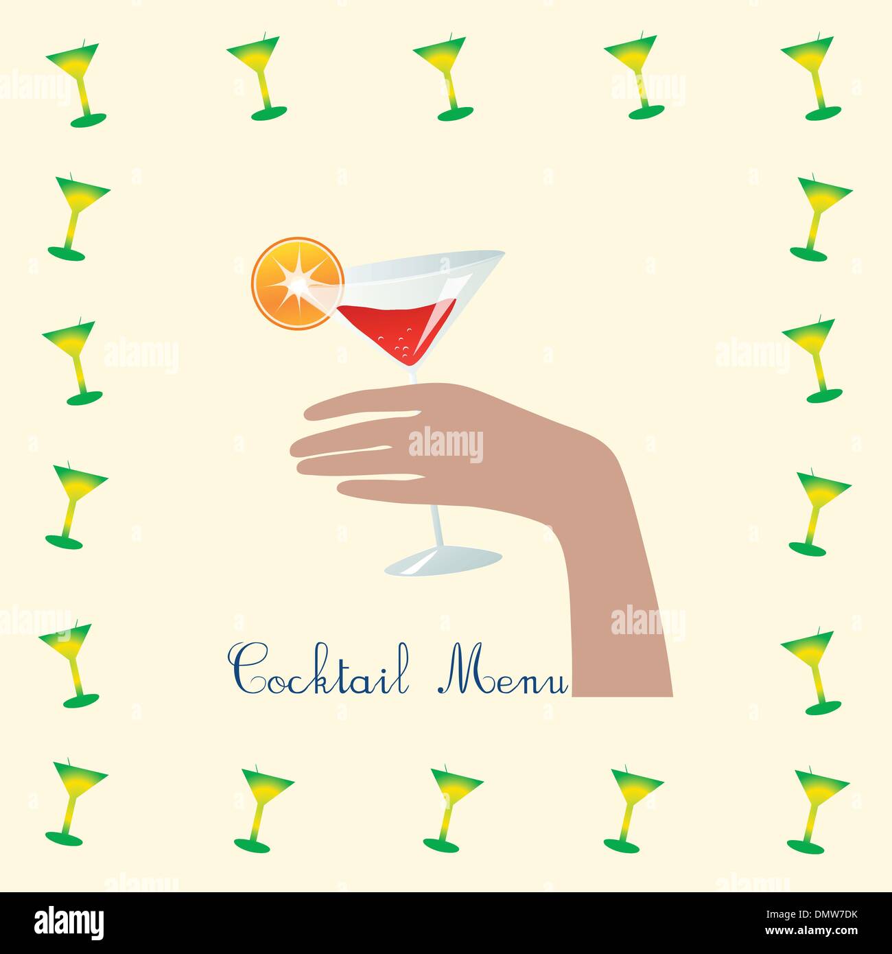 retro cocktail menu with glasses Stock Vector Image & Art - Alamy