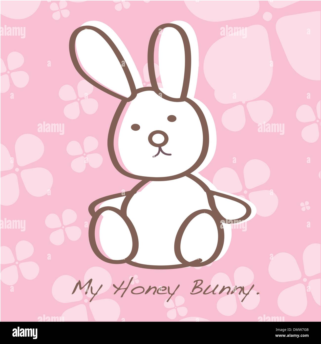 bunny rabbit on pink card Stock Vector Image & Art - Alamy